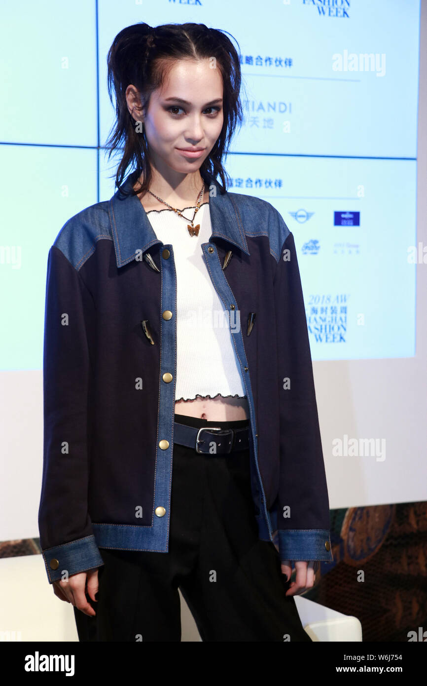 Japanese model and actress Kiko Mizuhara poses at the fashion show of ...