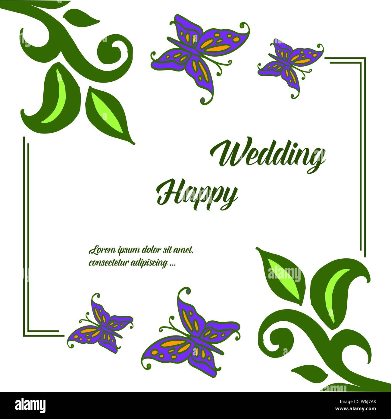 Branches leaf and flowers, seamless pattern frame, design of card happy ...