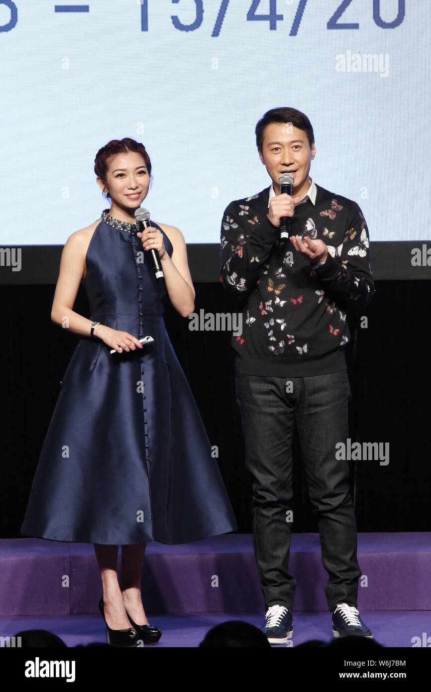 Hong Kong singer and actor Leon Lai Ming, right, attends the launch ...