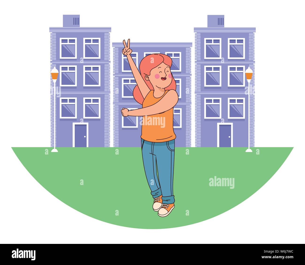 Teenager woman greeting with cool hand sign Stock Vector Image & Art ...