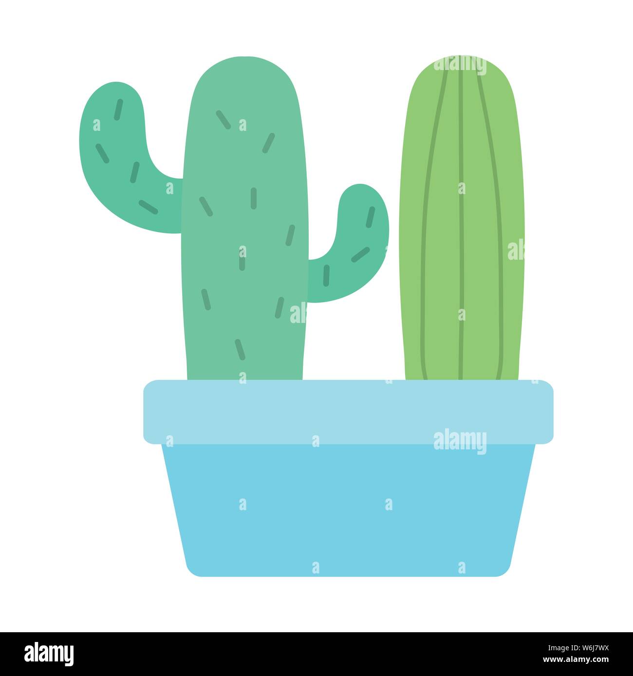exotic cactus plants in square ceramic pot vector illustration design ...