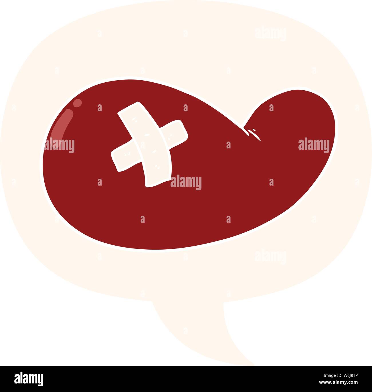 cartoon injured gall bladder with speech bubble in retro style Stock ...