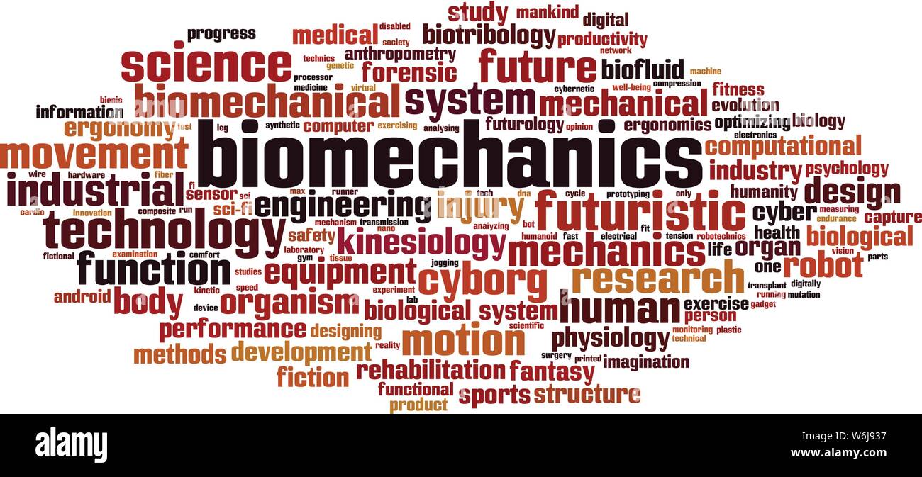 Biomechanics word cloud concept. Collage made of words about ...