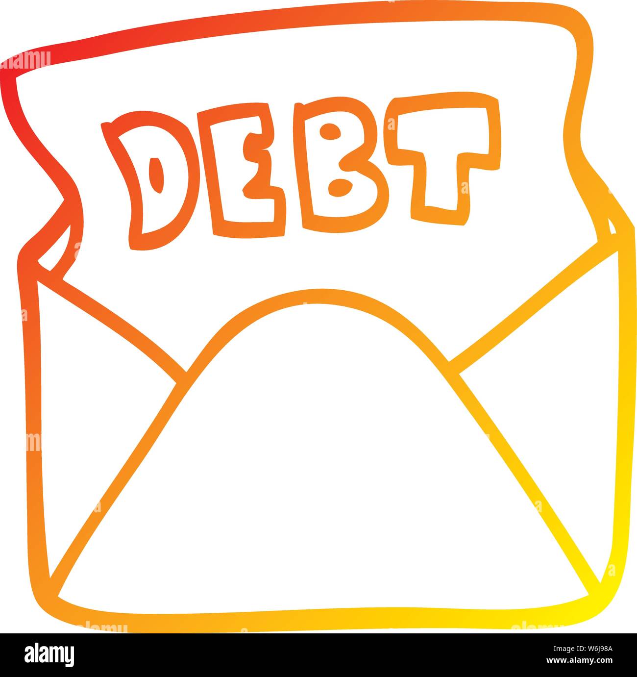 warm gradient line drawing of a cartoon debt letter Stock Vector Image ...