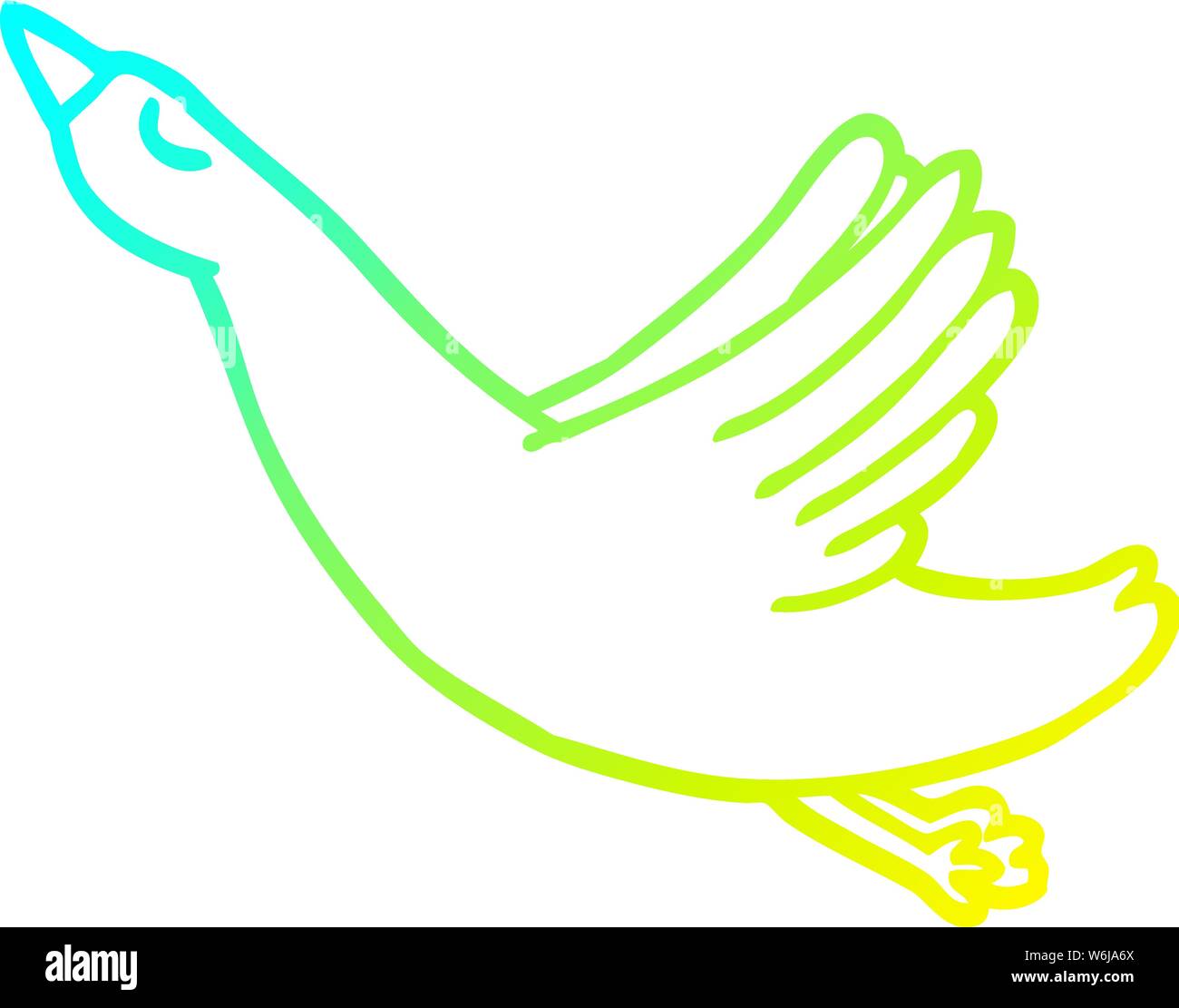 cold gradient line drawing of a cartoon flying duck Stock Vector Image ...