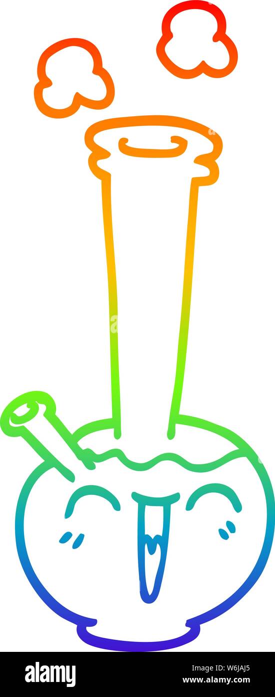 rainbow gradient line drawing of a cartoon bong Stock Vector Image ...