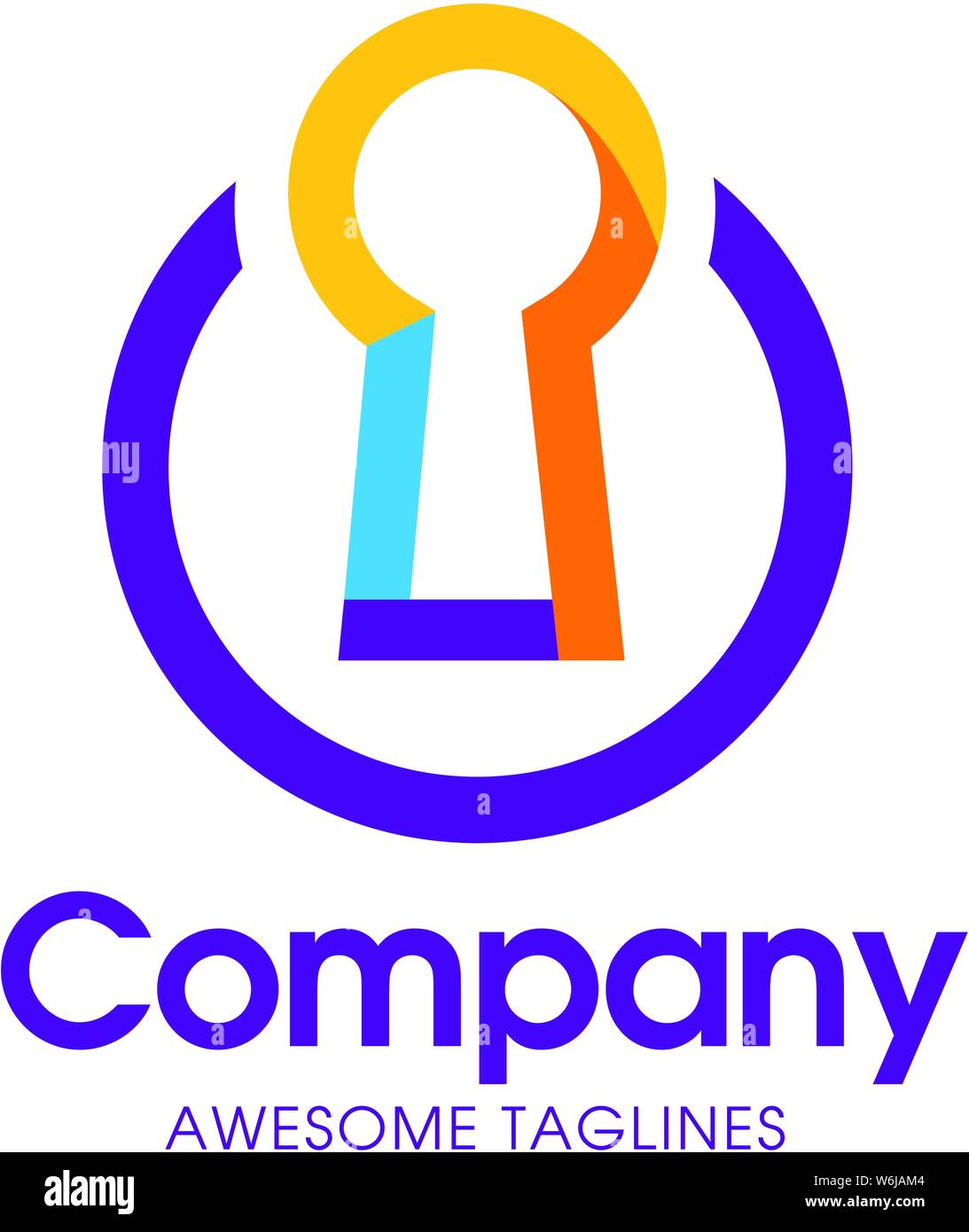 creative simple keyhole colorful on white background logo vector ...