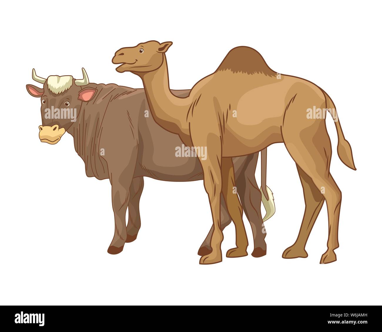 Cow and camel animals cartoon isolated Stock Vector Image & Art - Alamy