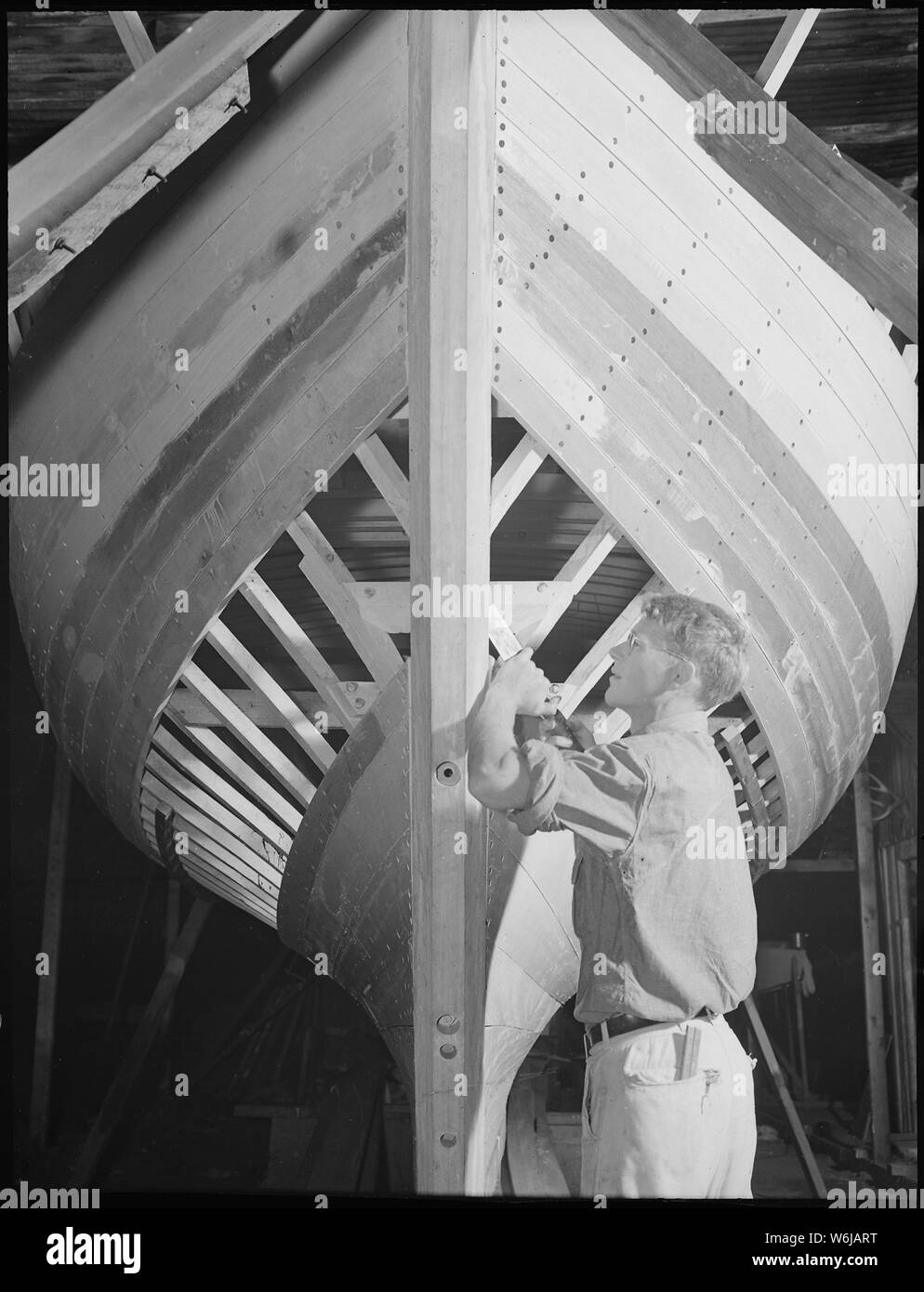 Carpenter working boat Black and White Stock Photos & Images - Alamy