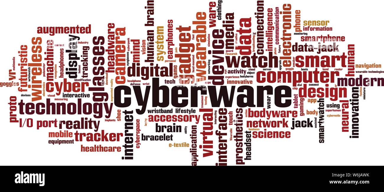 Cyberware word cloud concept. Collage made of words about cyberware ...