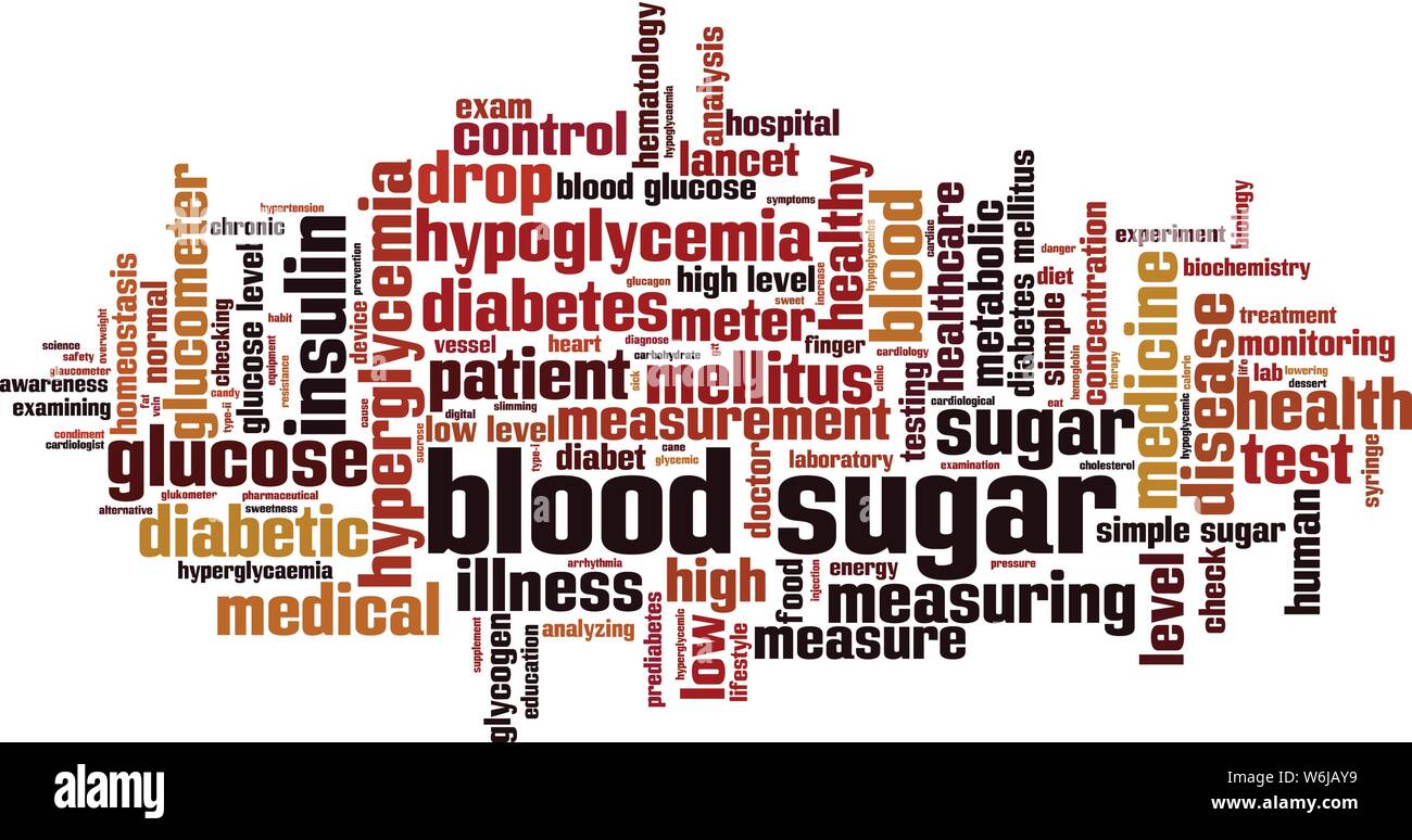 Blood sugar word cloud concept. Collage made of words about blood sugar ...
