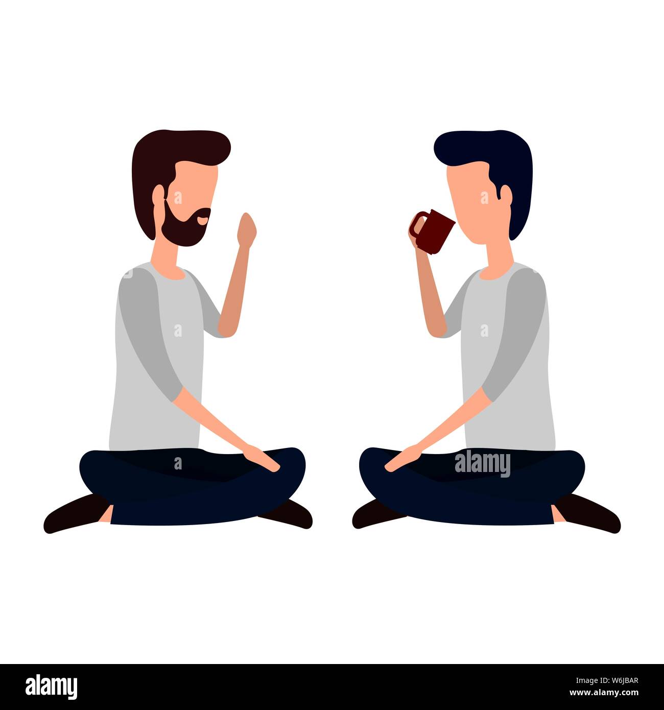 businessmen drinking coffee seated in lotus position Stock Vector Image ...