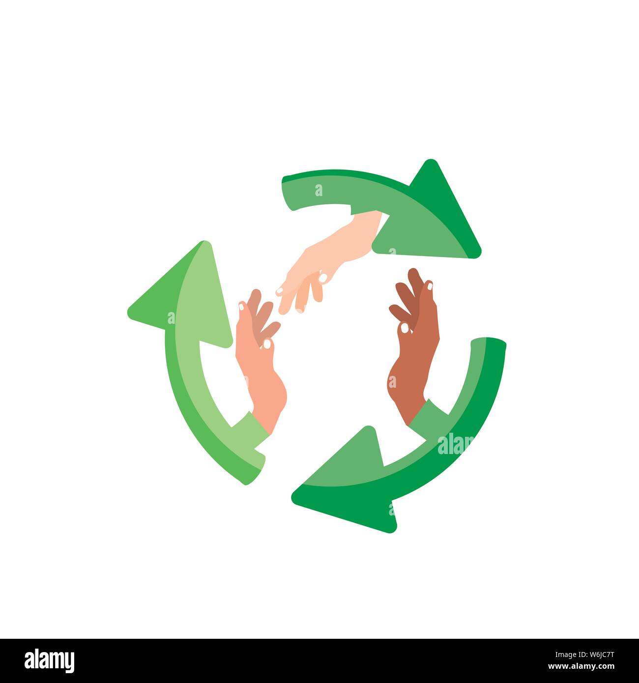 recycling arrows symbol with hands vector illustration design Stock ...