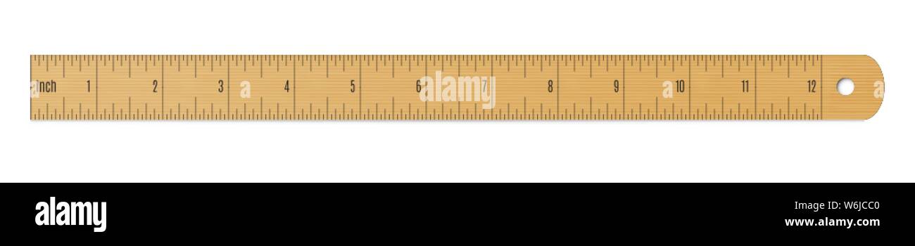 Engineer or architect wooden drafting ruler with an imperial units ...