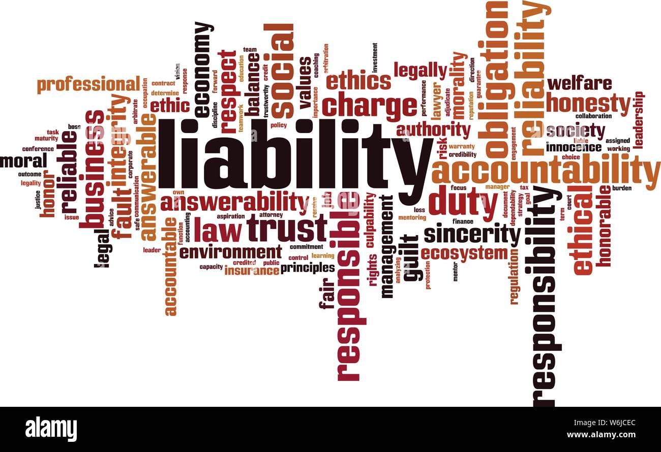 Liability word cloud concept. Collage made of words about liability ...