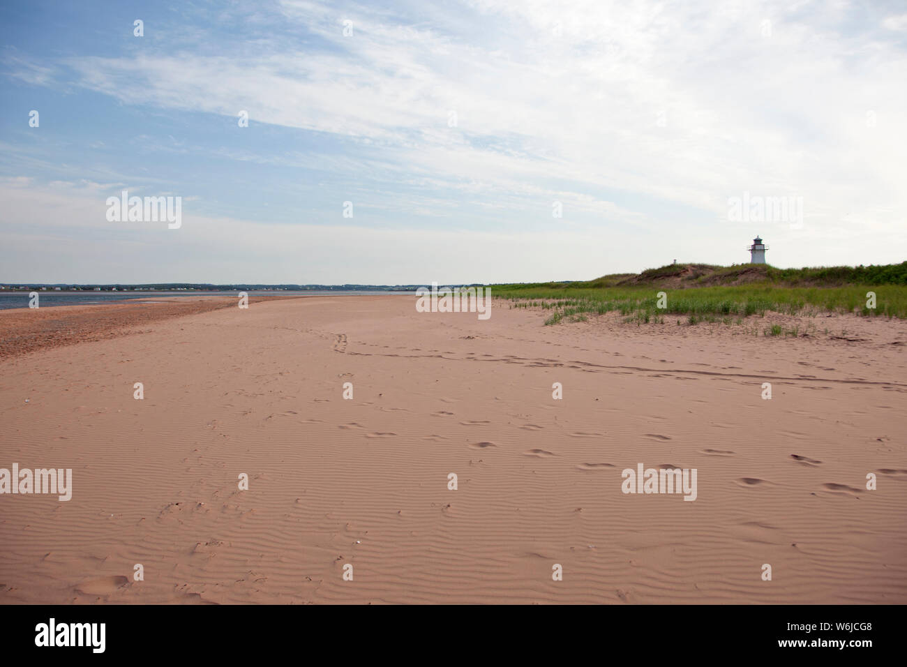 July 27, 2019 - French River, PEI - The landmark lighthouse near the ...