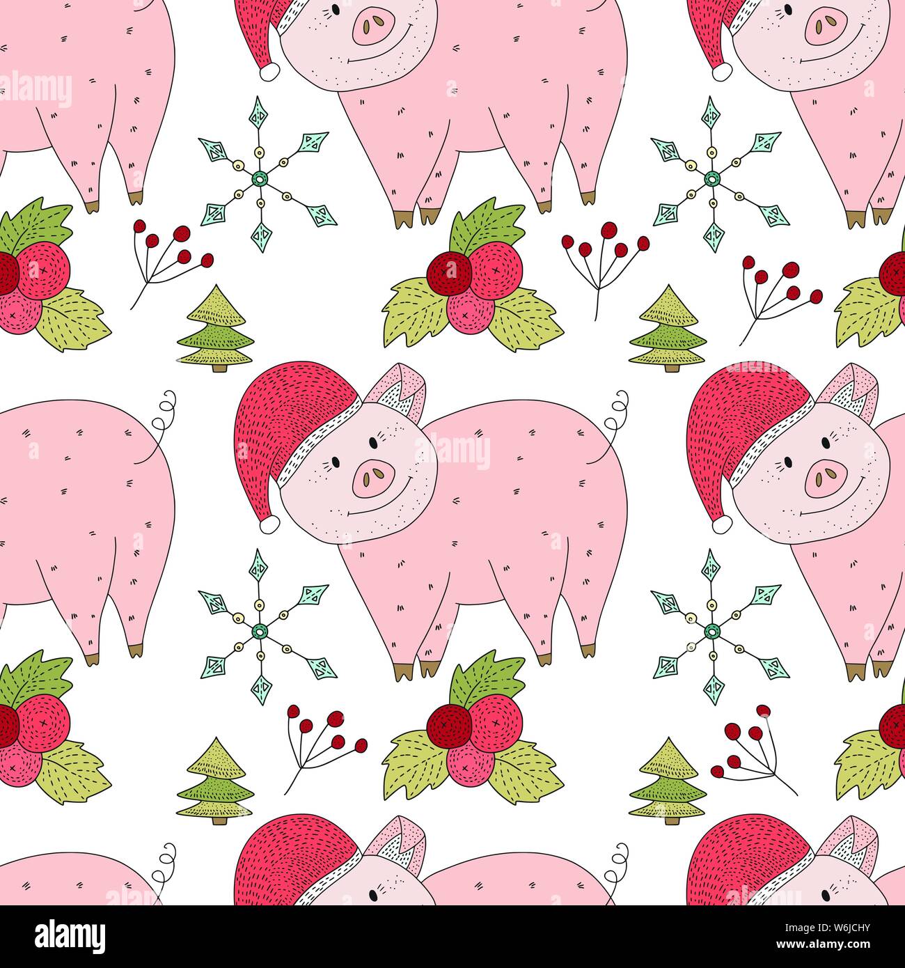 Christmas pig illustrations Stock Vector Images - Alamy