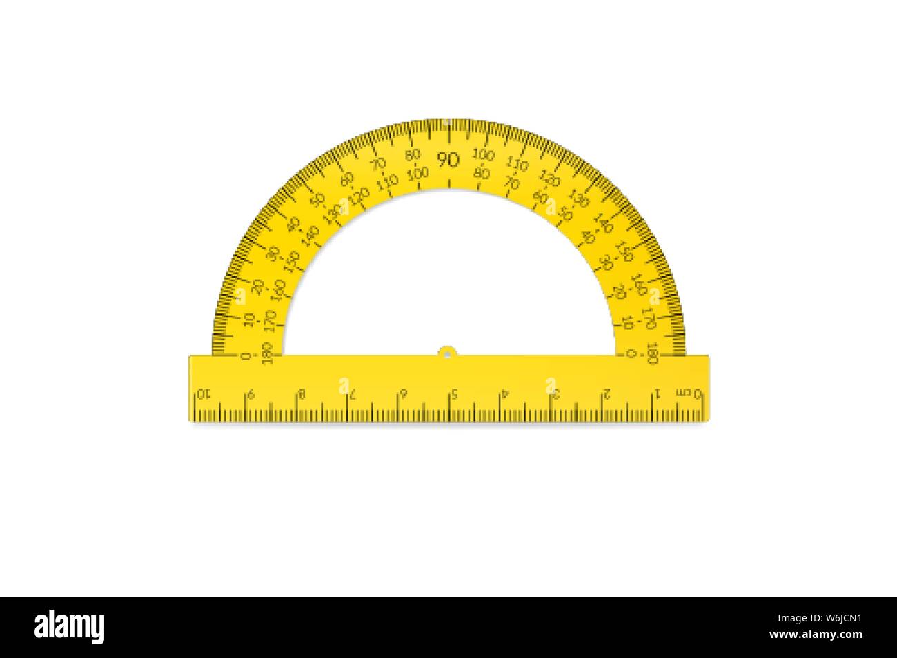 Plastic circular protractor with a ruler in metric units Stock Vector ...