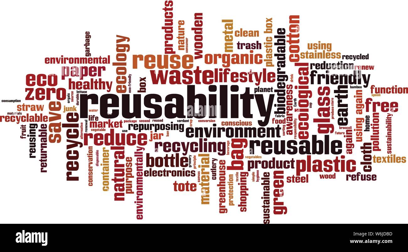 Reusability word cloud concept. Collage made of words about reusability ...