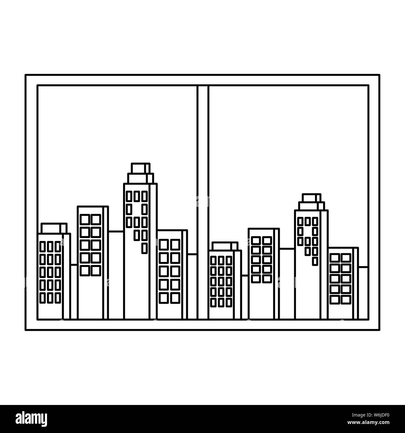 window with cityscape view scene Stock Vector Image & Art - Alamy