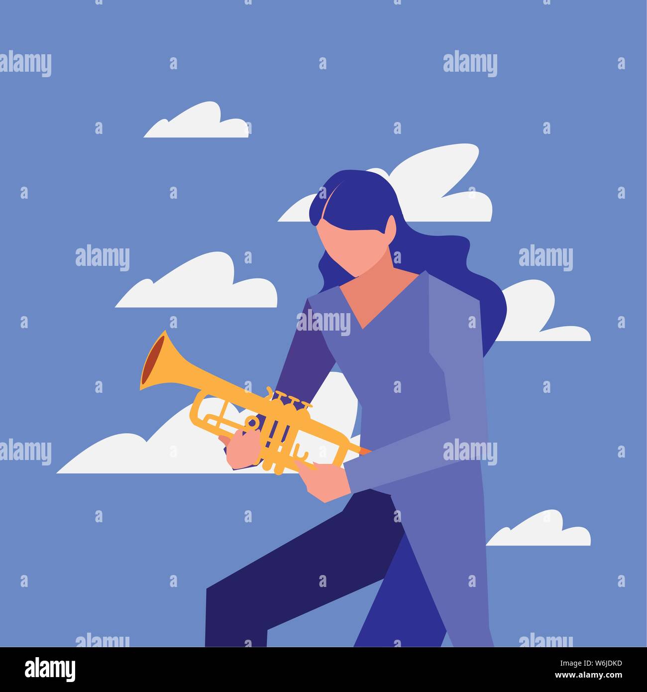 musician man trumpet playing instrument design vector illustration ...