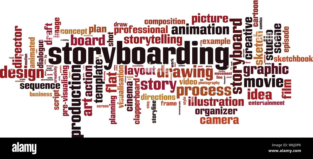 Storyboarding cloud concept. Collage made of words about storyboarding ...