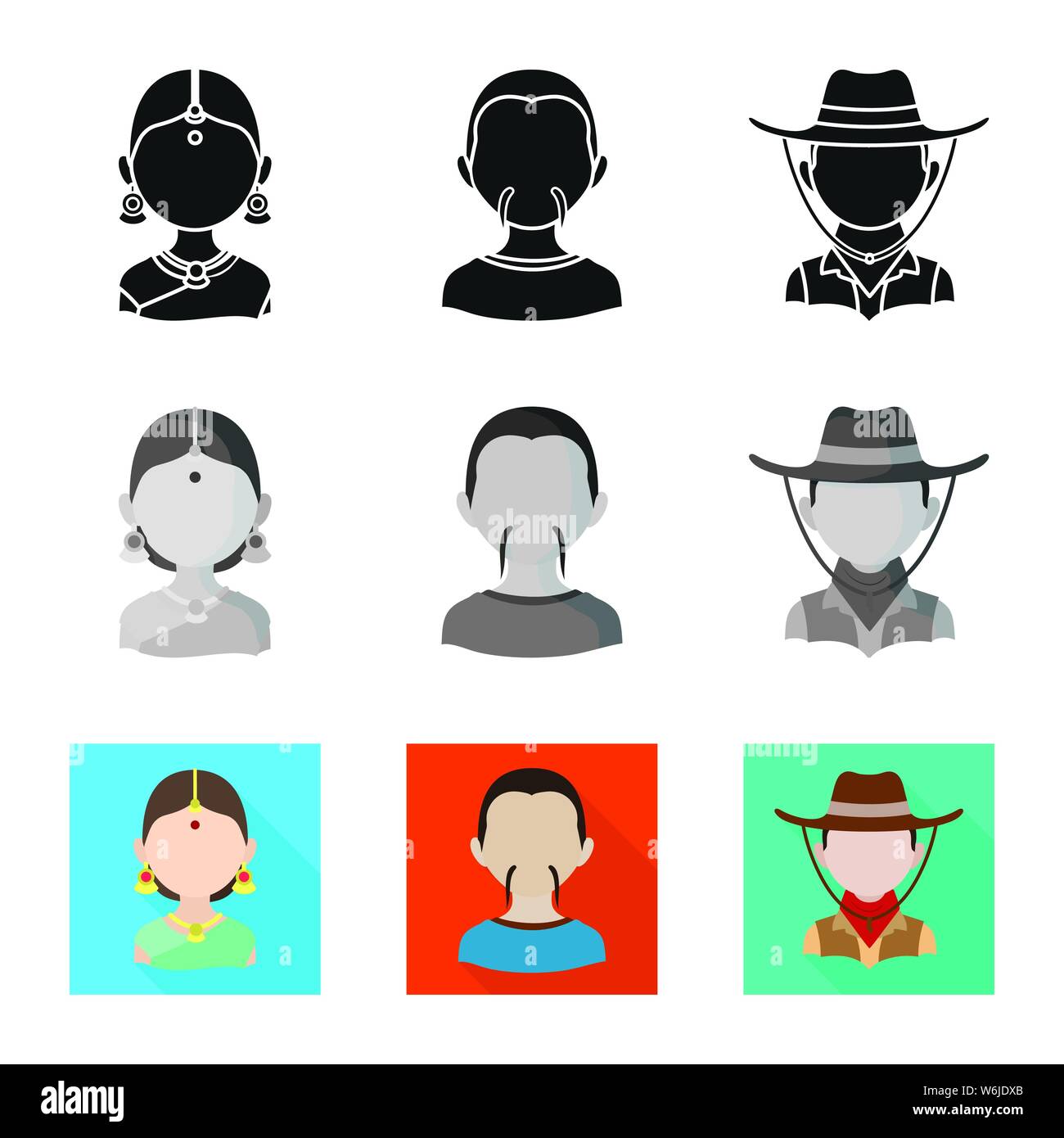 Vector illustration of imitator and resident icon. Collection of ...