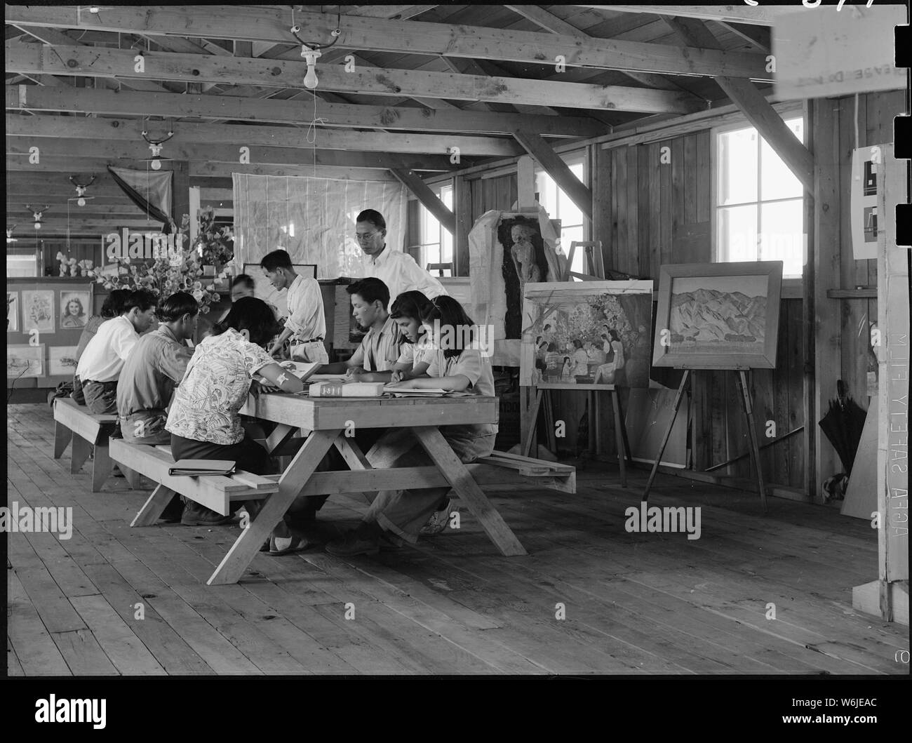Manzanar Relocation Center, Manzanar, California. Class is being held ...