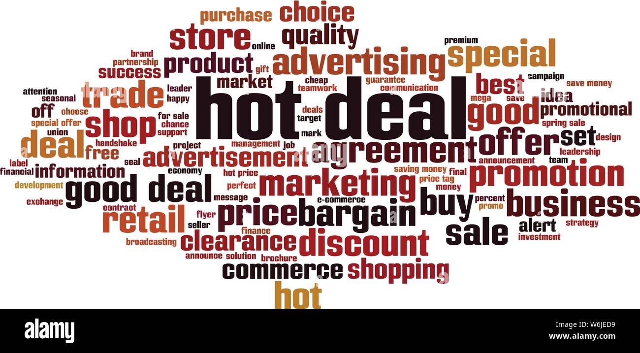Hot deal word cloud concept. Collage made of words about hot deal ...
