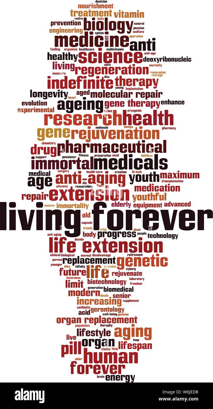 Living forever word cloud concept. Collage made of words about living ...
