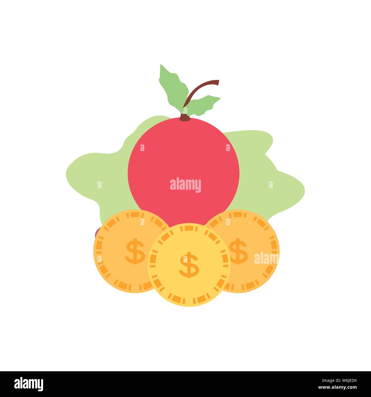 fresh cherry fruit with coins money vector illustration design Stock ...