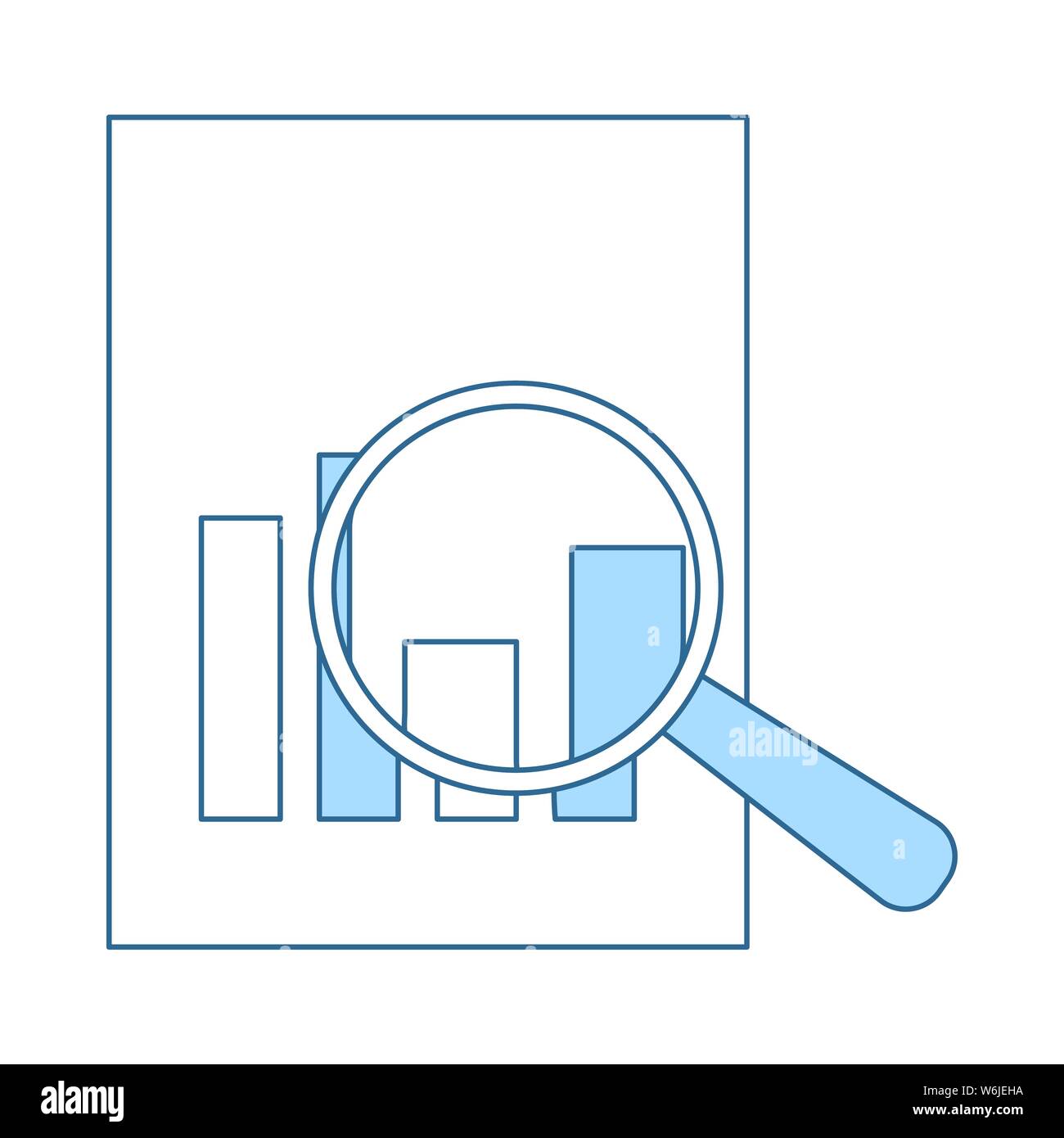 Magnificent Glass On Paper With Chart Icon. Thin Line With Blue Fill ...