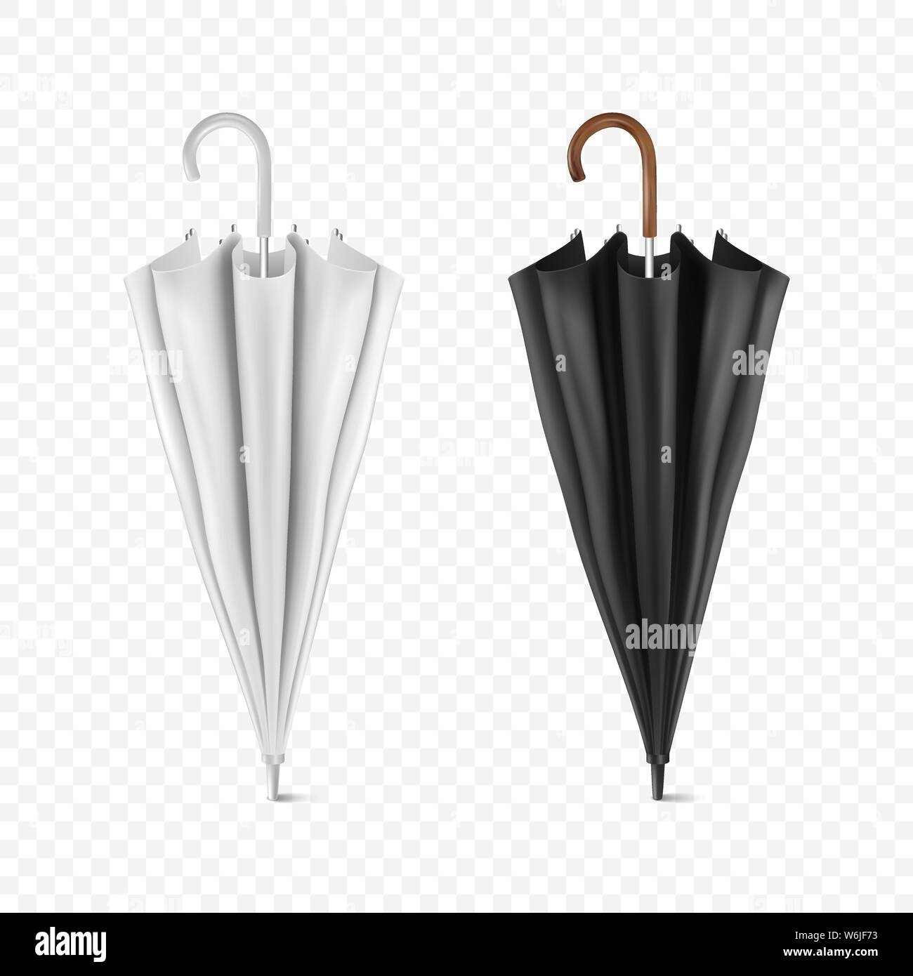 Vector 3d Realistic Render White And Black Blank Umbrella Icon Set Closeup Isolated On