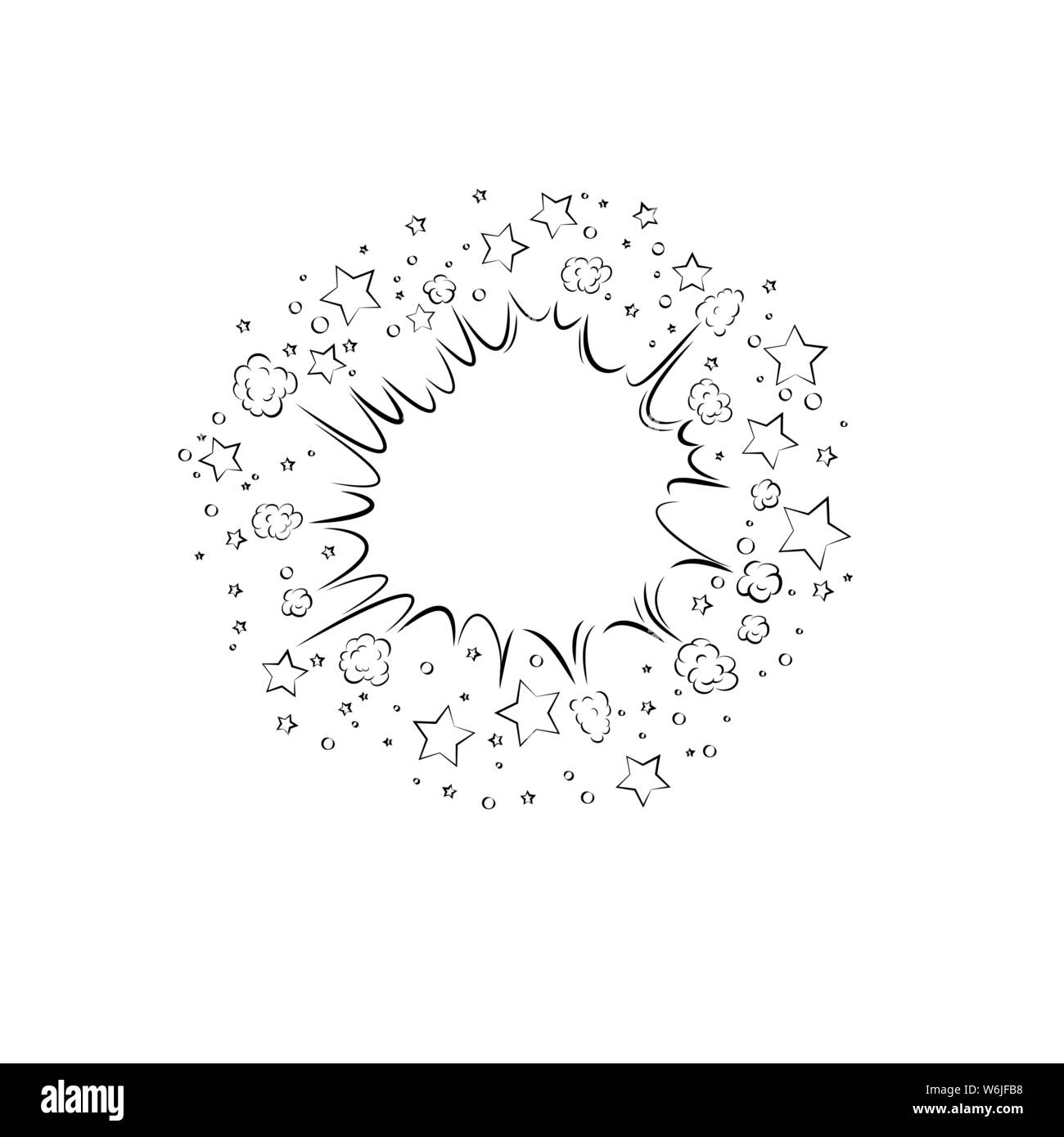 Abstract outline blow splash silhouette with stars background Stock ...