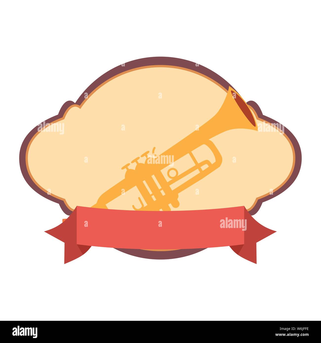 trumpet musical badge ribbon vector illustration emblem Stock Vector ...