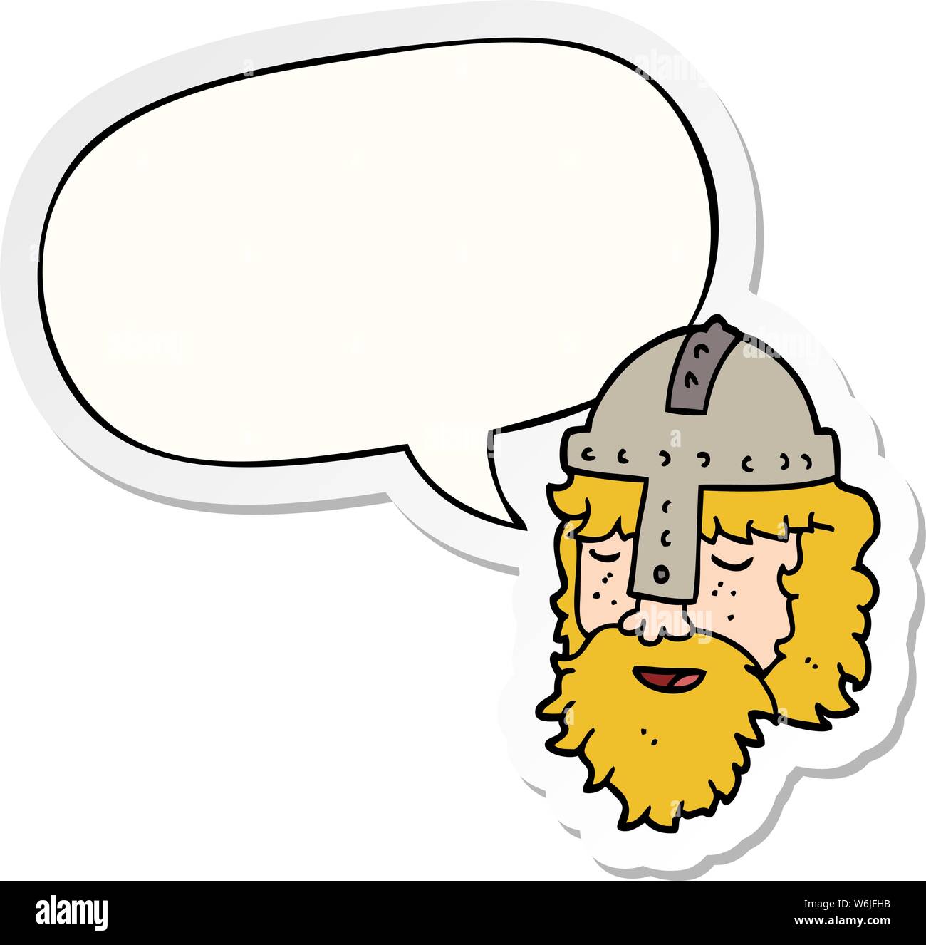 cartoon viking face with speech bubble sticker Stock Vector Image & Art ...