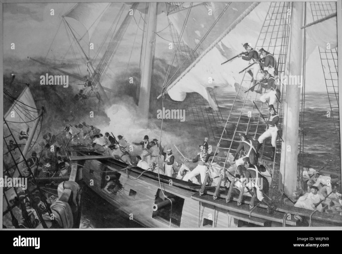 Marines Aboard USS Wasp Engage HMS Reindeer. June 1814. Copy of ...
