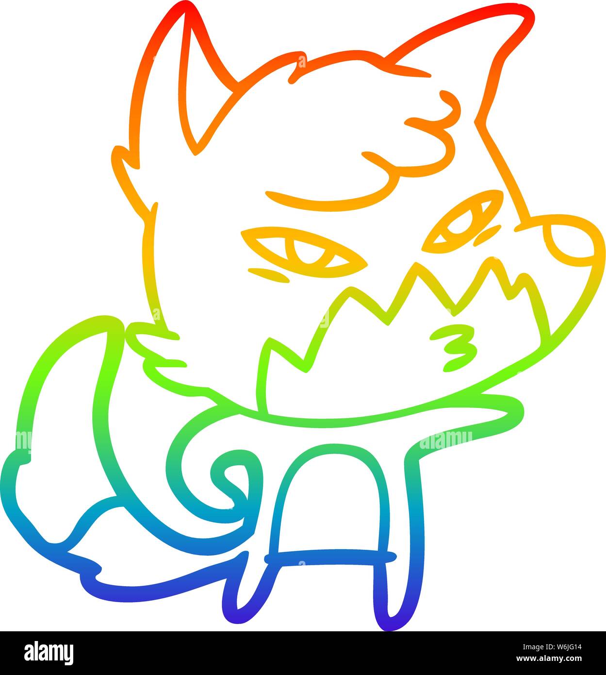 rainbow gradient line drawing of a clever cartoon fox Stock Vector ...