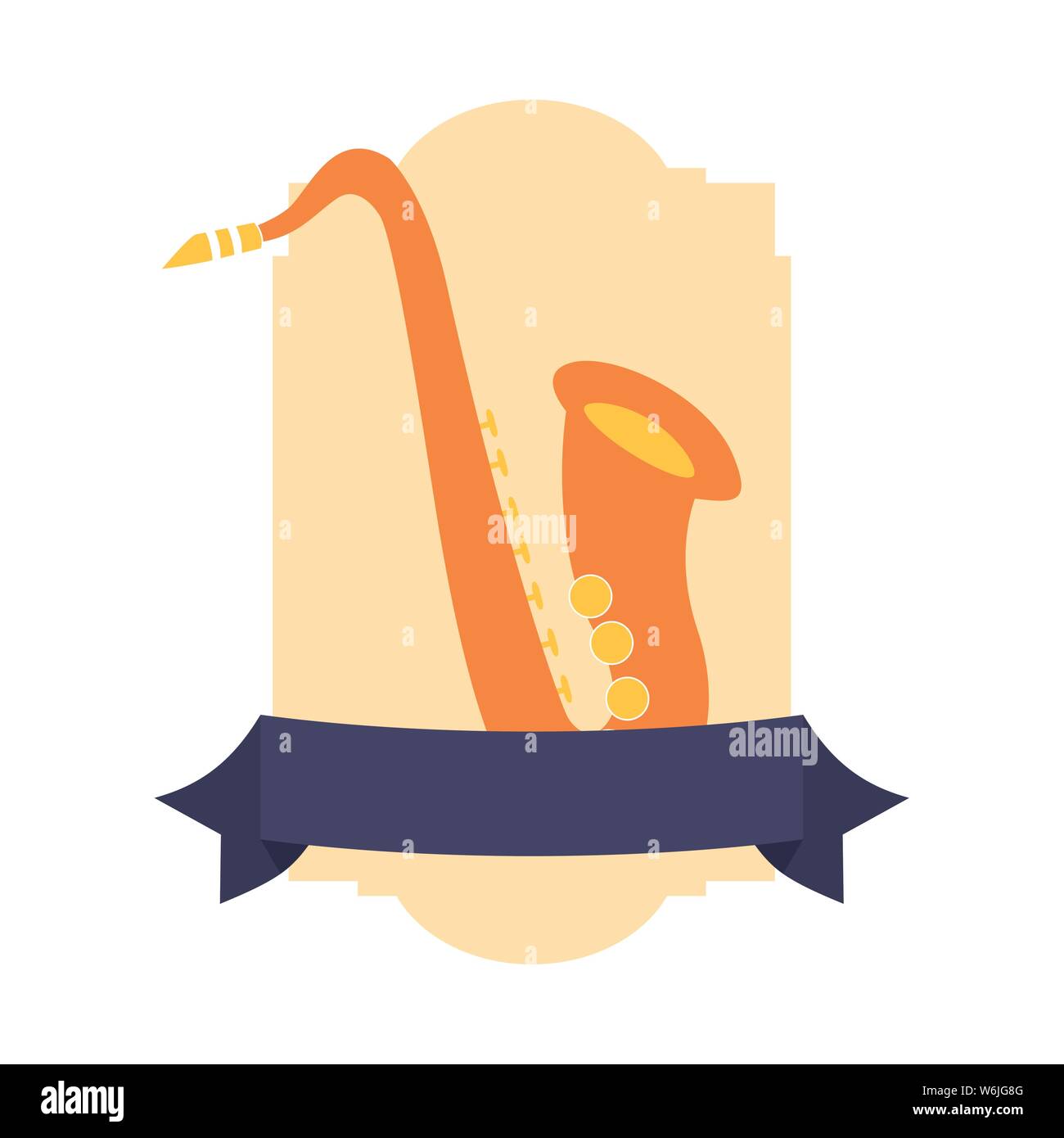 saxophone musical badge ribbon vector illustration emblem Stock Vector ...