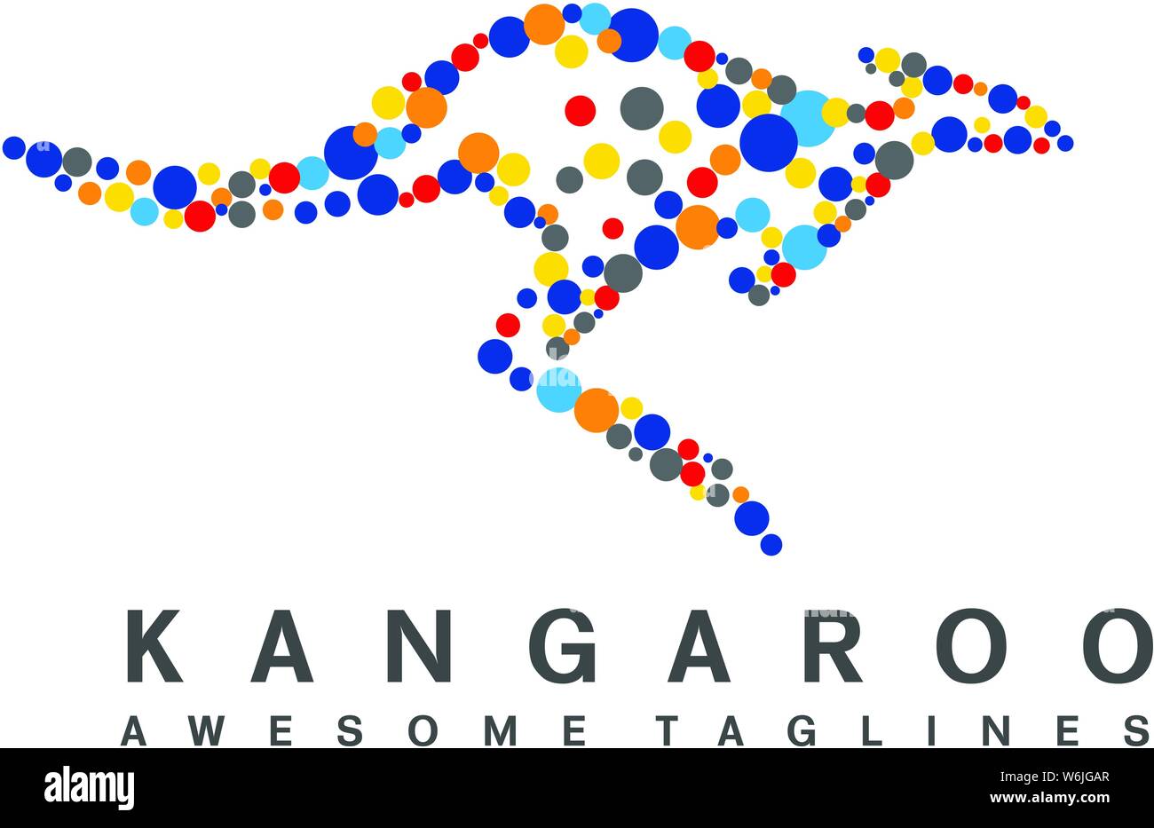 creative cute vector of kangaroo made of colorful dots, colorful circle ...