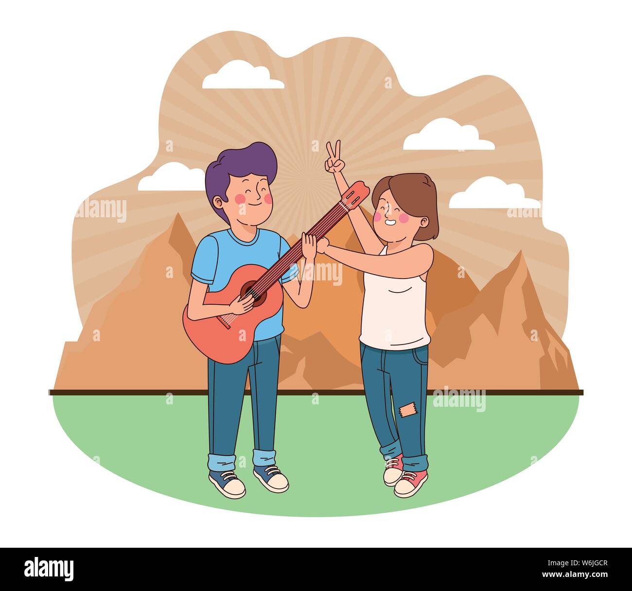 Teenagers friends smiling and having fun cartoon Stock Vector Image ...