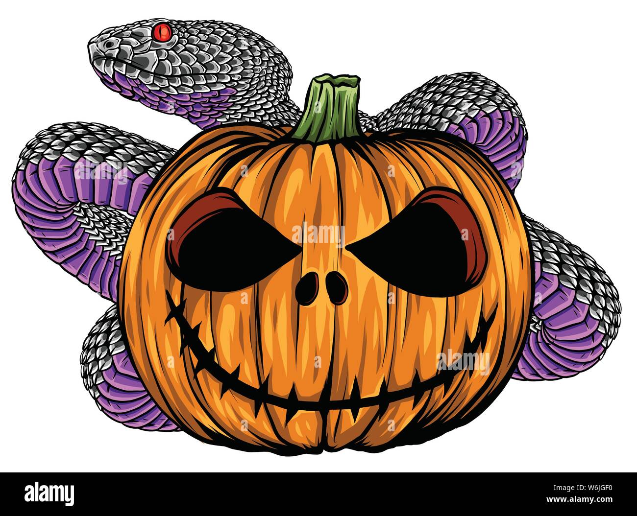 Halloween pumpkin with snake Vector cartoon Illustration Stock Vector ...