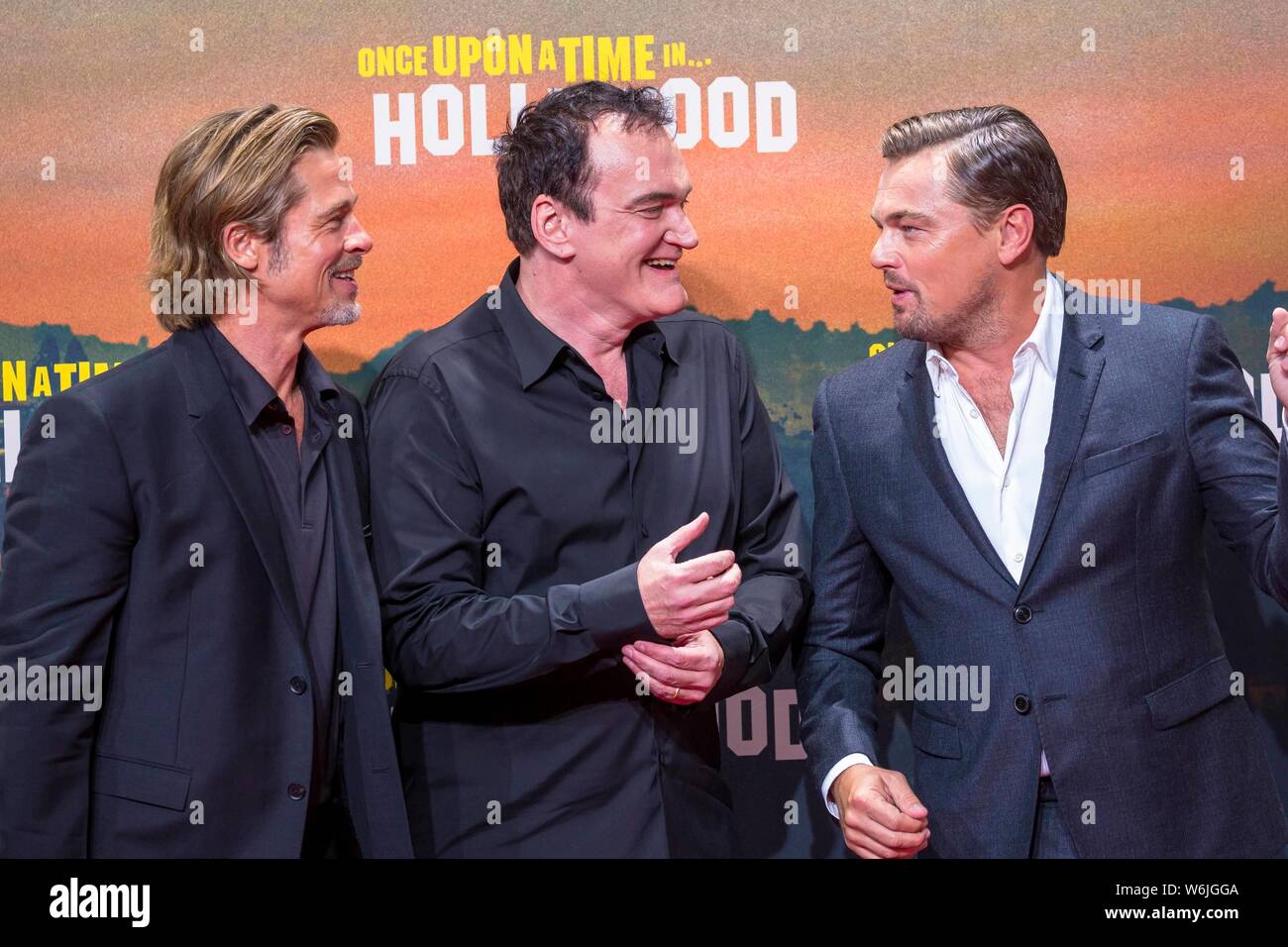 Brad Pitt (l-r), Quentin Tarantino and Leonardo DiCaprio attend the ...