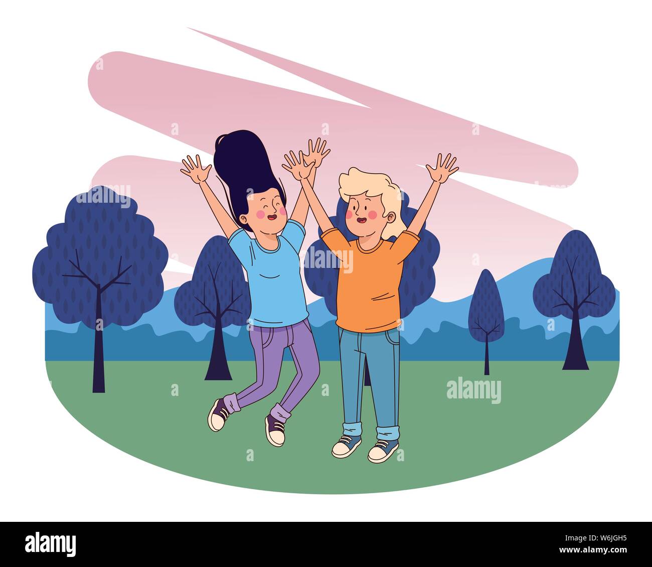 Teenagers friends smiling and having fun cartoon Stock Vector Image ...