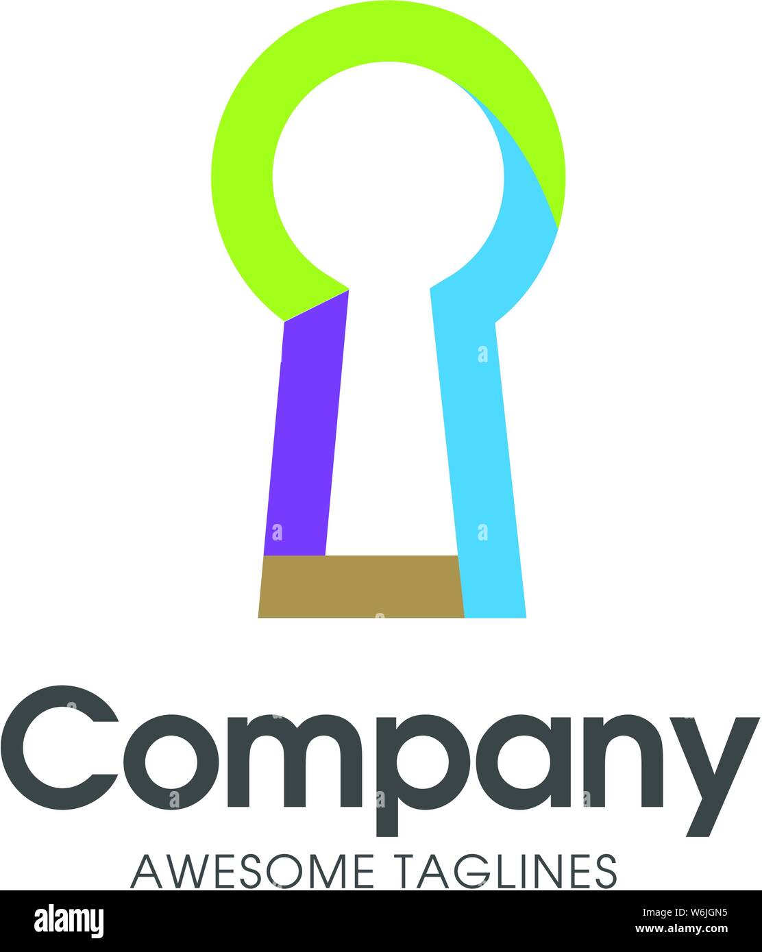 creative simple keyhole colorful on white background logo vector ...