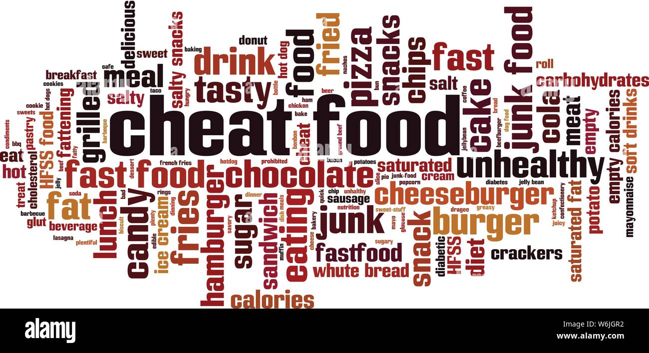 Cheat food word cloud concept. Collage made of words about cheat food ...