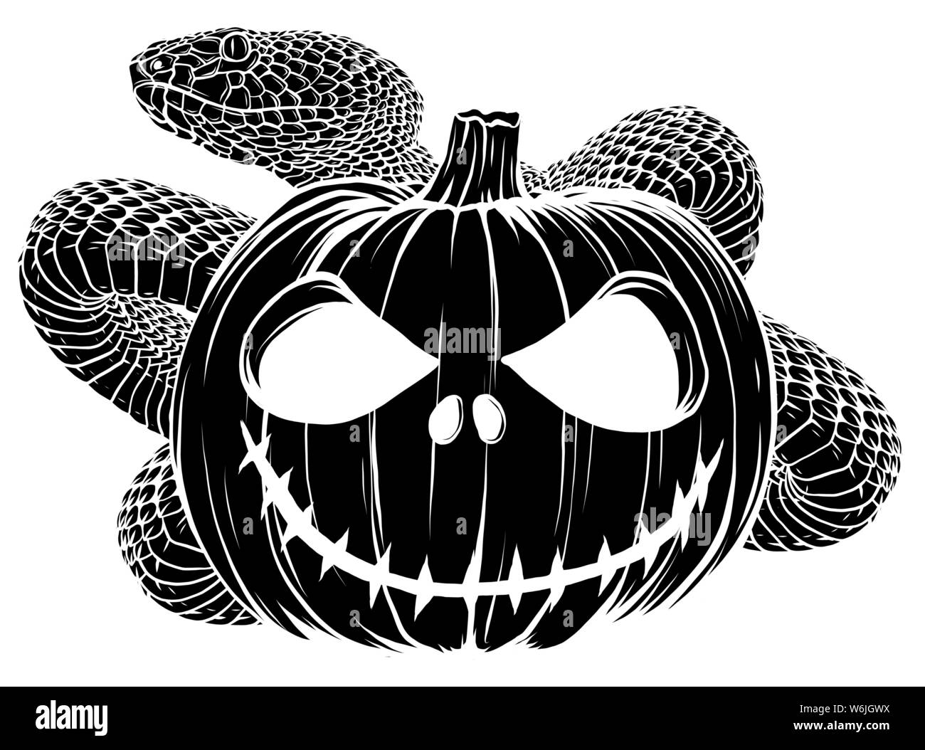 Halloween pumpkin with snake Vector cartoon Illustration Stock Vector ...