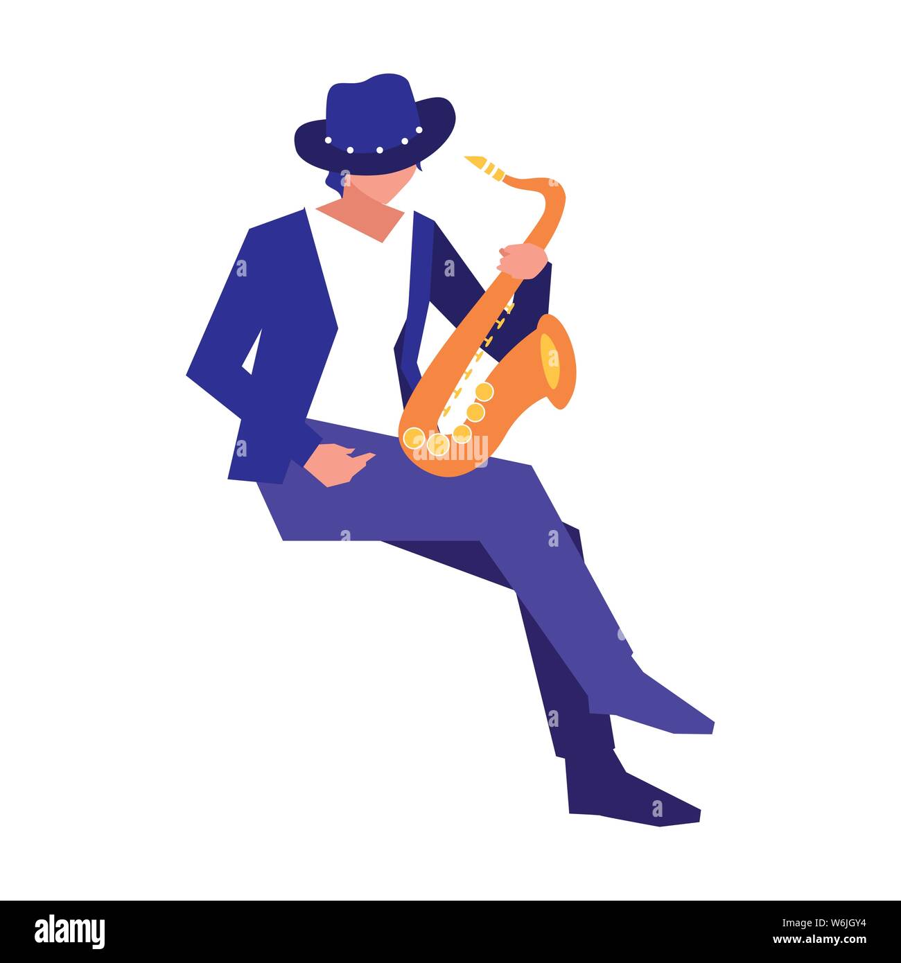 musician man saxophone playing music design vector illustration Stock ...