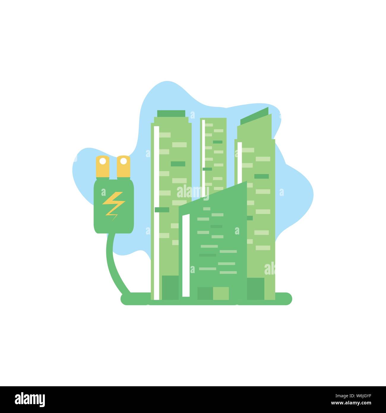 facade buildings urban with energy plug vector illustration design ...