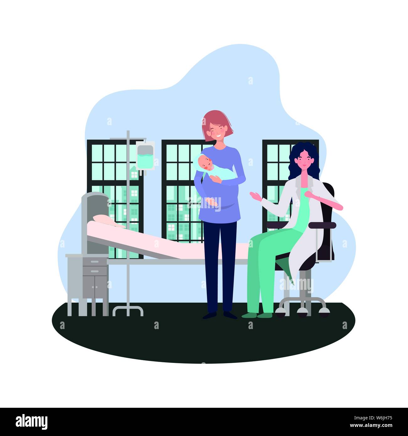 Isolated mother with baby and doctor design Stock Vector Image & Art ...
